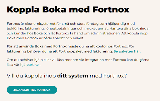 Koppla till Fortnox – Boka.se - Support